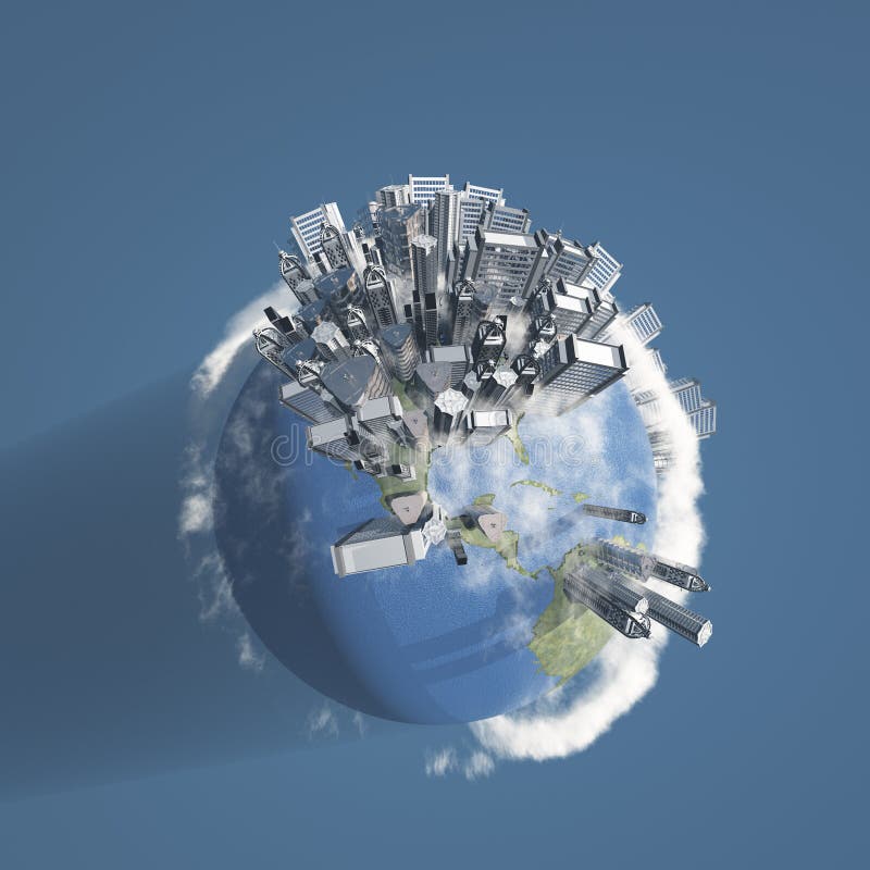 City Earth with Clouds stock illustration. Illustration of globe - 25952210