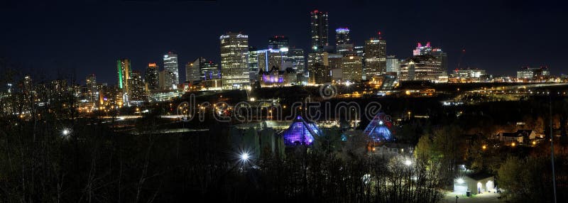 The City of Edmonton Downtown Skyline at Night Stock Image - Image of ...