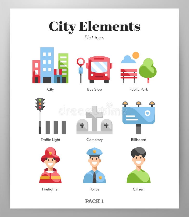 City elements flat pack stock vector. Illustration of cemetery - 150489624