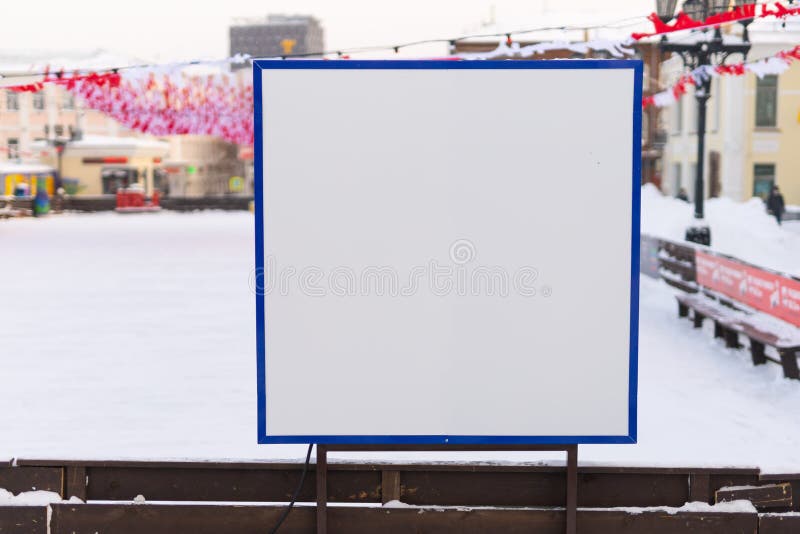 City Empty Skating Rink in Christmas Time with Empty Copy Space Blank ...