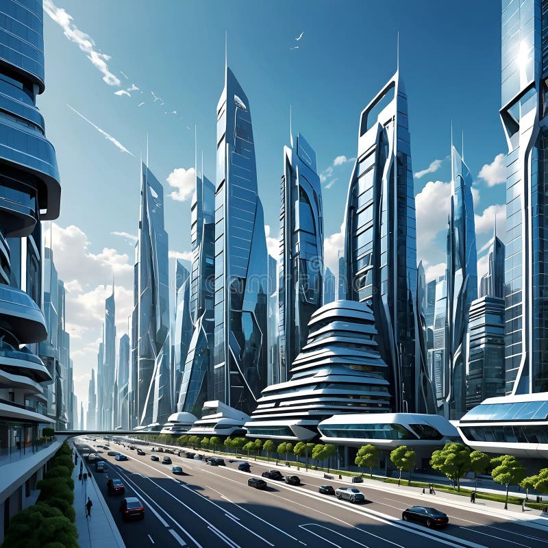 The City Features Sleek, Modern Architecture with Interconnected ...