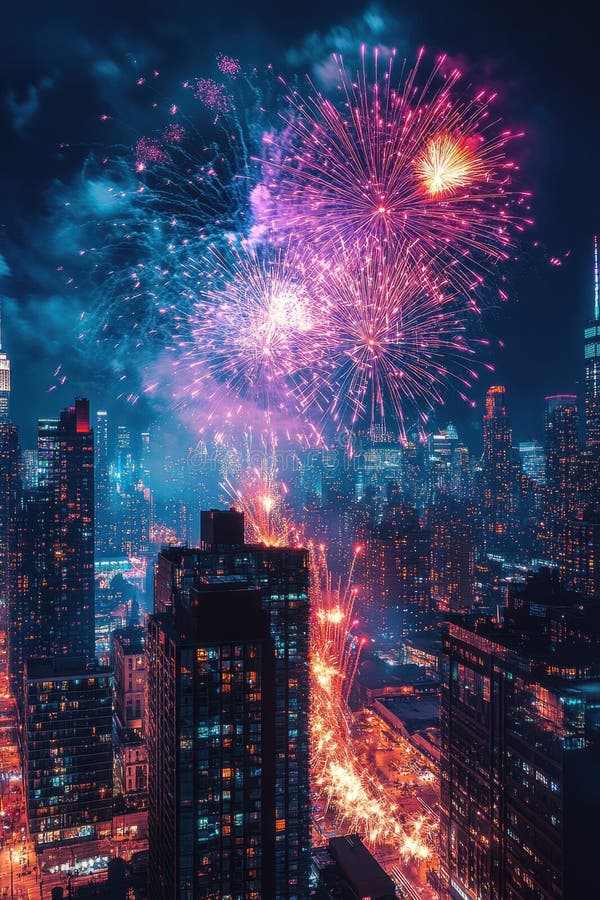 City Fireworks, a Vibrant Fireworks Display Lights Up the Night Sky ...
