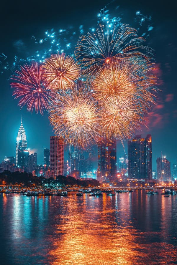 City Fireworks, a Vibrant Fireworks Display Lights Up the Night Sky ...
