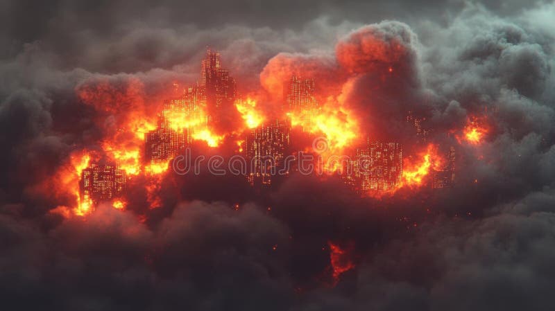 City in Flames, Apocalyptic Cloud Stock Photo - Image of mass, fire ...