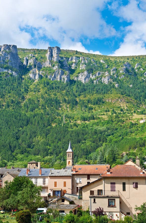 City Florac stock photo. Image of french, clouds, geology - 20752910