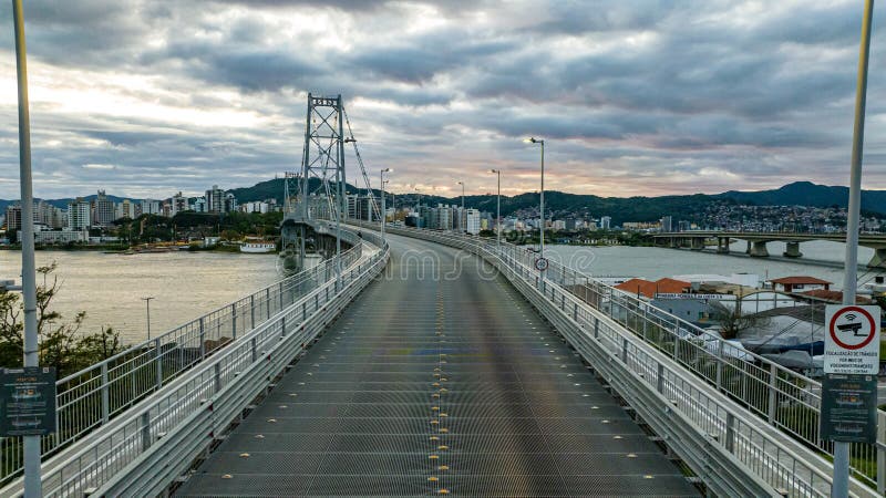 City of Florianopolis, Hercilio Luz Bridge Stock Photo - Image of ...