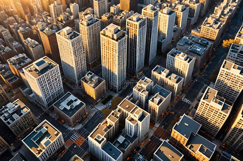 City Flow: Overhead View of a Bustling Cityscape with Intersecting ...