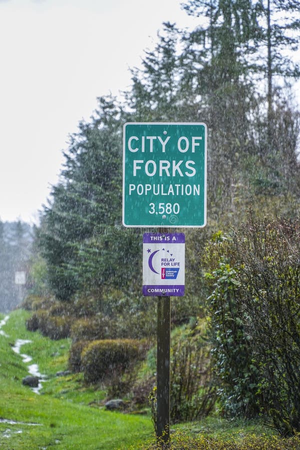 City of Forks Sign - 3580 Population - FORKS - WASHINGTON Editorial ...