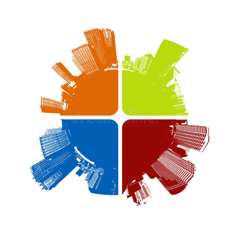 City in Four Colors. Vector Stock Vector - Illustration of high ...