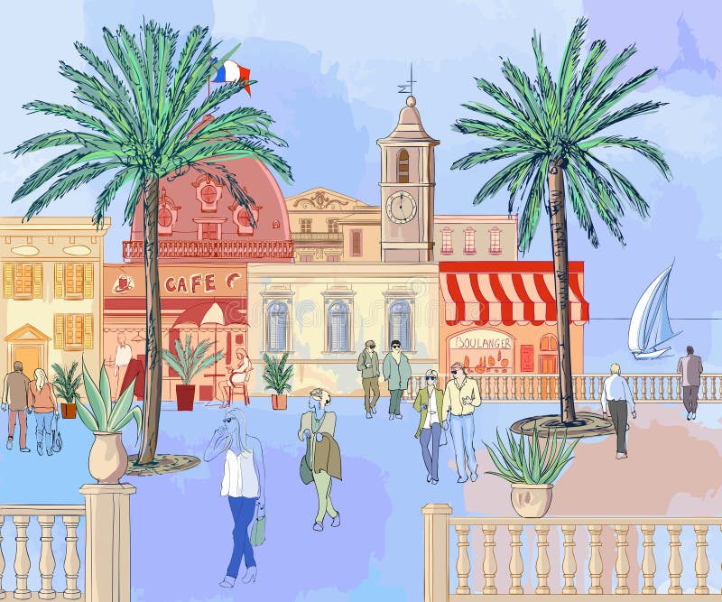 City on the french riviera stock vector. Illustration of provence ...