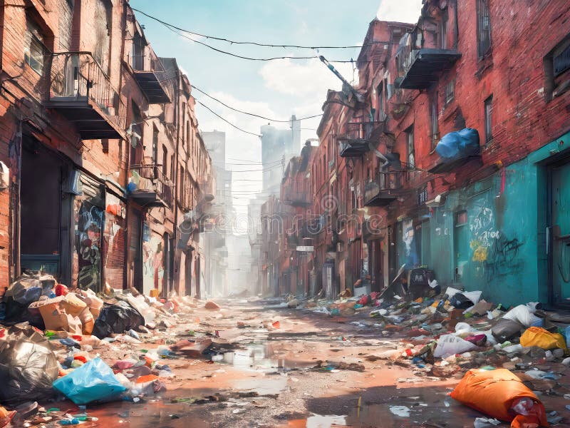 A City Full of Garbage, the Streets Stock Illustration - Illustration ...