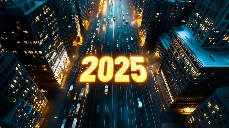 2025 City of the Future Night Skyline Urban Landscape Glowing 2025 ...