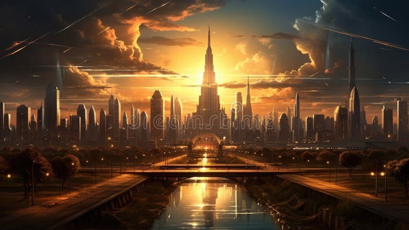 The City of the Future is Shown in this Painting, AI Stock Illustration ...