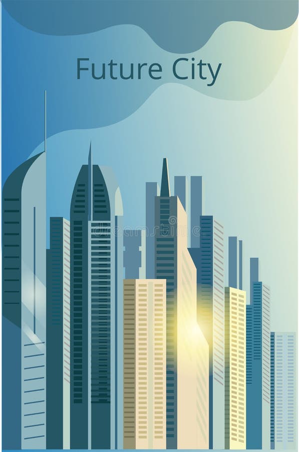 City of the Future Skyscrapers at Dawn. Stock Vector - Illustration of ...