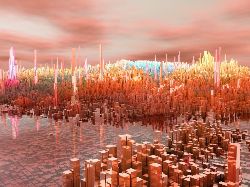 City of the Future, Skyscrapers, Science Fiction Stock Illustration ...