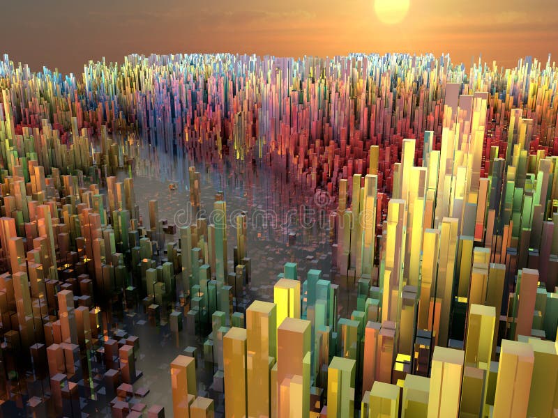 City of the Future, Skyscrapers, Science Fiction Stock Illustration ...