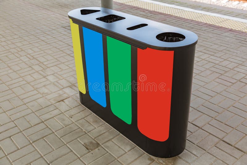 City garbage bin stock photo. Image of separate, yellow - 98155380