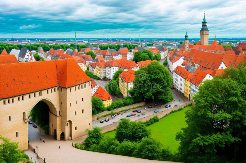 The City Gate is in Germany. Stock Illustration - Illustration of ...