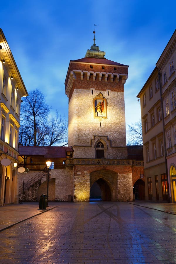 City gate in Krakow. stock image. Image of cityscape - 52522103