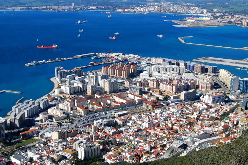 City of Gibraltar Aerial View Stock Image - Image of daytime, harbor ...