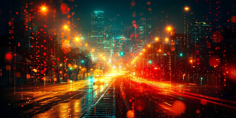 City Grid Network Digital Mapping Traffic Flow Visualization Urban ...