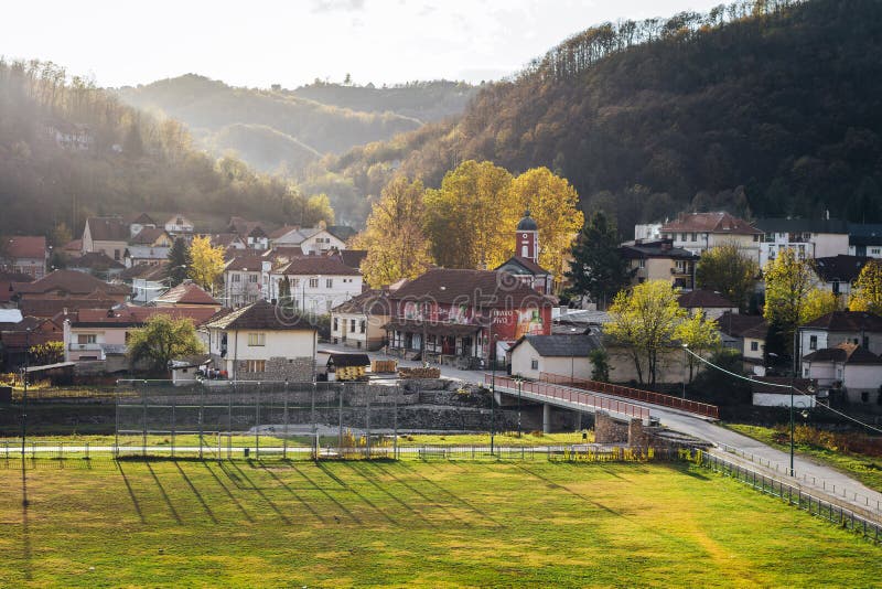 City of Guca from above editorial image. Image of train - 170873280