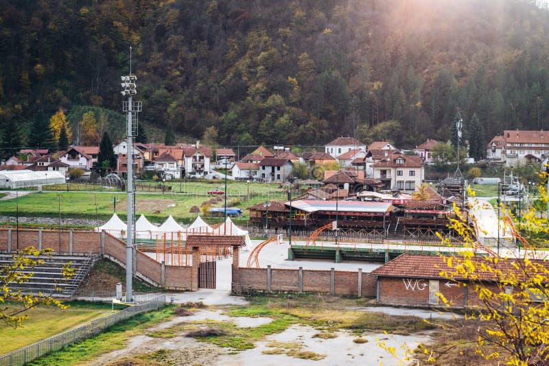 City of Guca from above editorial image. Image of train - 170873280