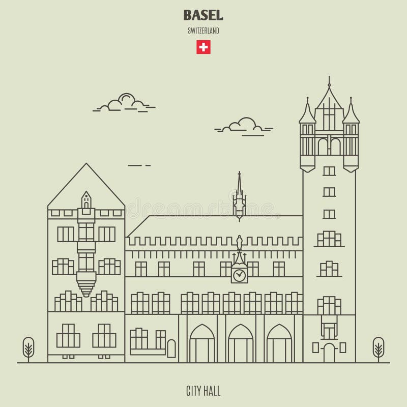 City Hall in Basel, Switzerland. Landmark Icon Stock Vector ...