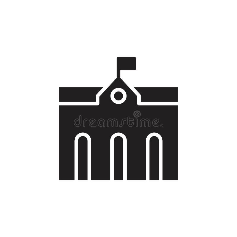 City Hall Building Icon Flat Line Illustration Stock Vector ...