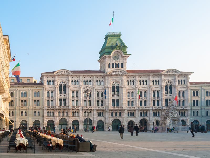 The City Hall and the Main Square of Trieste (northern Italy) Editorial ...