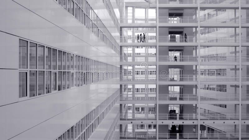 City Hall Modern White Architecture with Elevated Walkway in the Hague ...