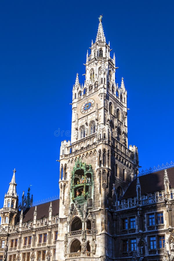 New Town Hall Clock Tower Munich Germany Stock Image - Image of clock ...