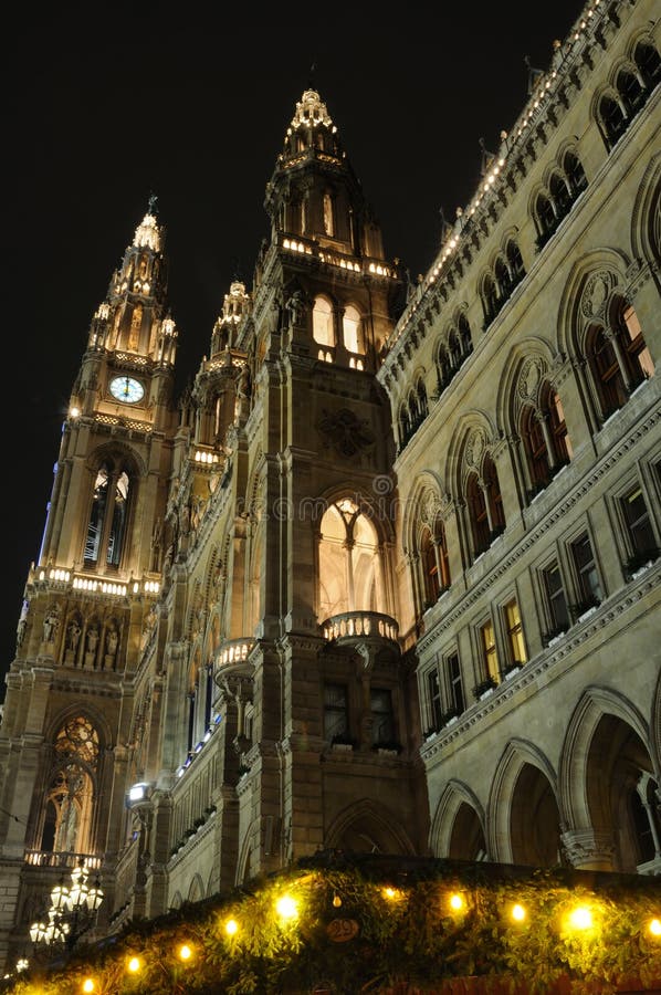 City Hall at Night in Vienna, Austria Stock Image - Image of ...