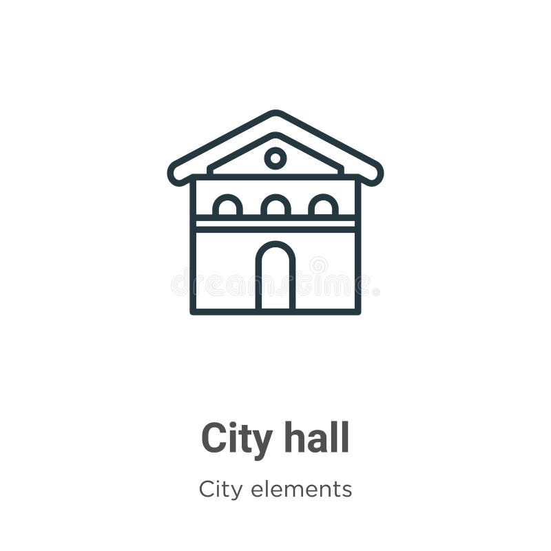 City Hall Outline Vector Icon. Thin Line Black City Hall Icon, Flat ...