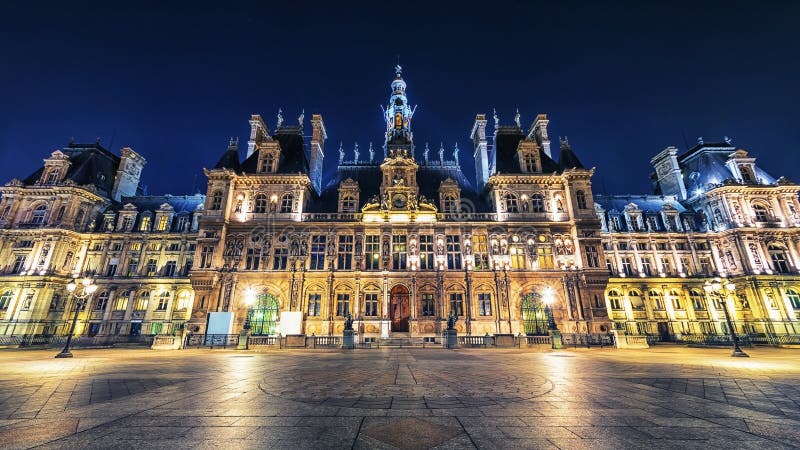 Main city hall in Paris stock image. Image of facade - 245227495