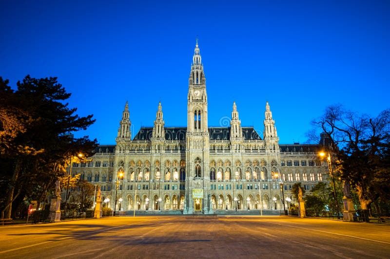 City Hall Rathaus in Vienna, Austria Stock Photo - Image of exterior ...