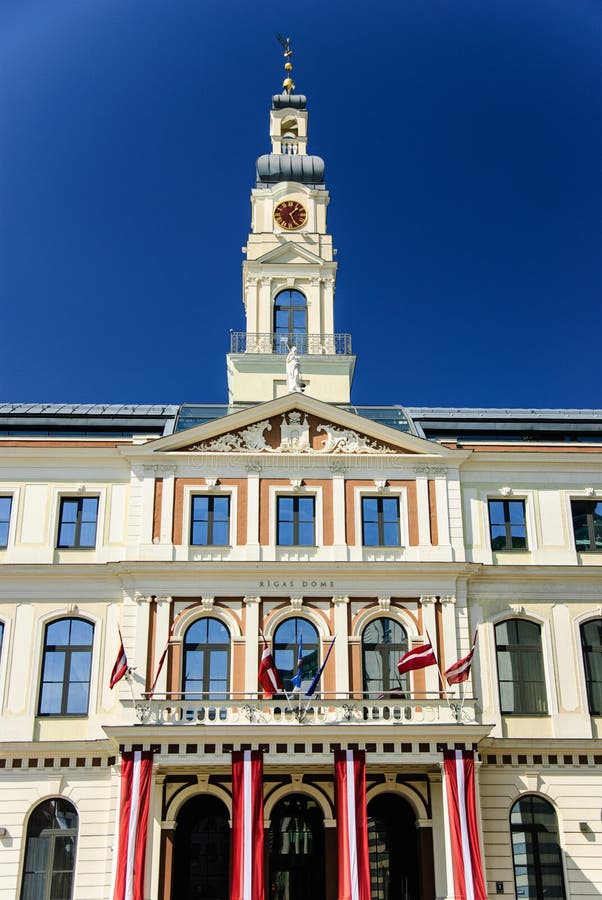 City hall in Riga, Latvia stock image. Image of downtown - 53390169