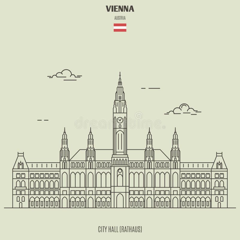 City Hall in Vienna, Austria. Landmark Icon Stock Vector - Illustration ...