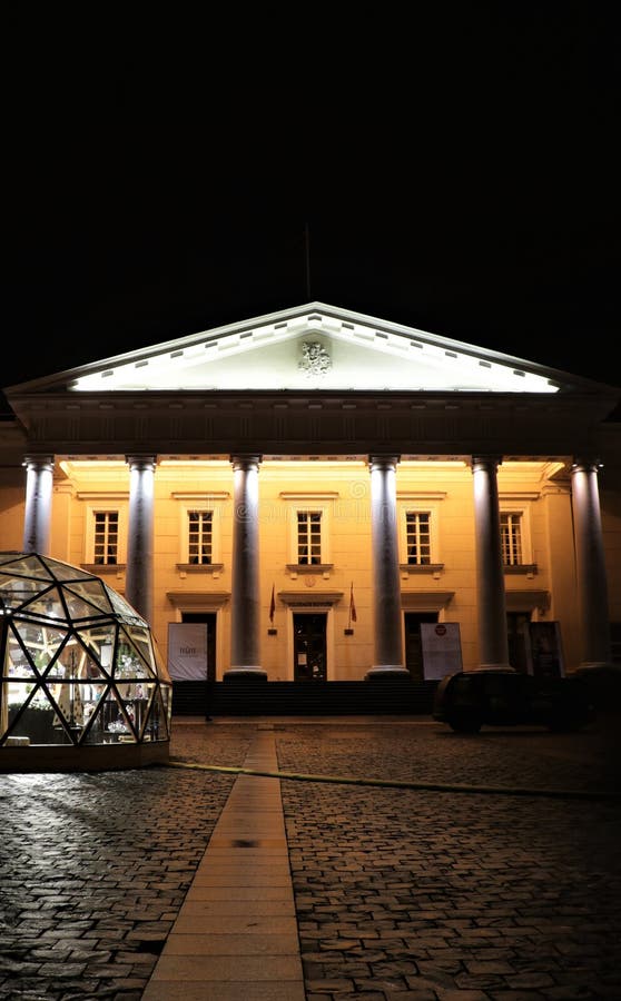 Vilnius City Hall at Night Lithuania Stock Image - Image of lithuania ...