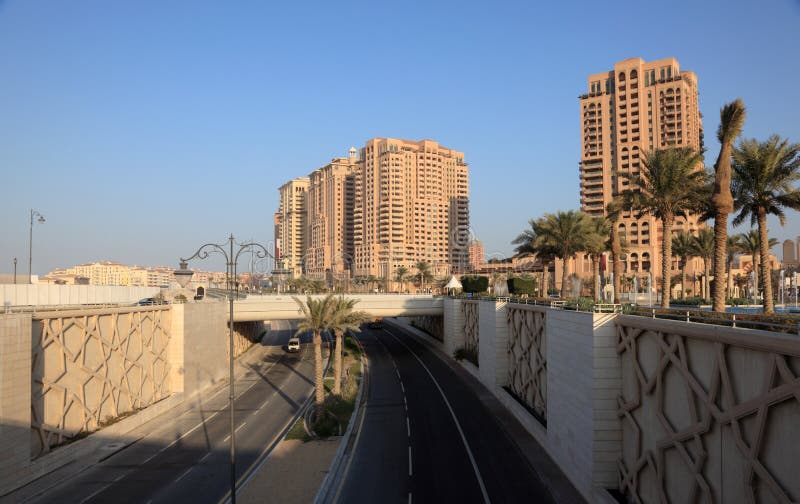 City Highway at the Pearl, Doha Stock Image - Image of qatar, street ...
