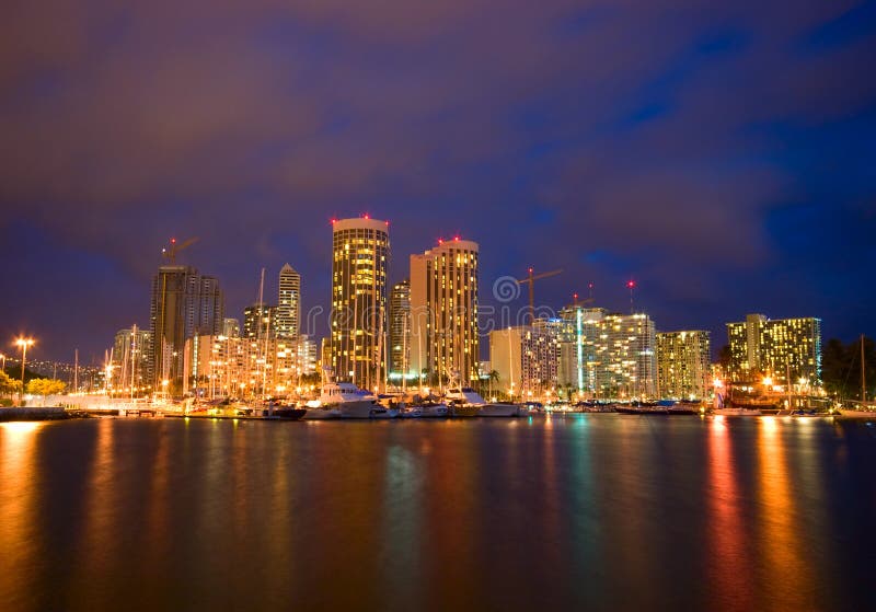 City of Honolulu at Night stock photo. Image of cityscape - 3703064