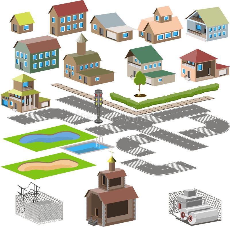 City Icon Set stock vector. Illustration of pixelated - 53428184