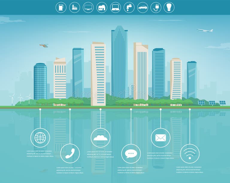 City Infographic. Modern City with Infographic Elements. Smart City ...