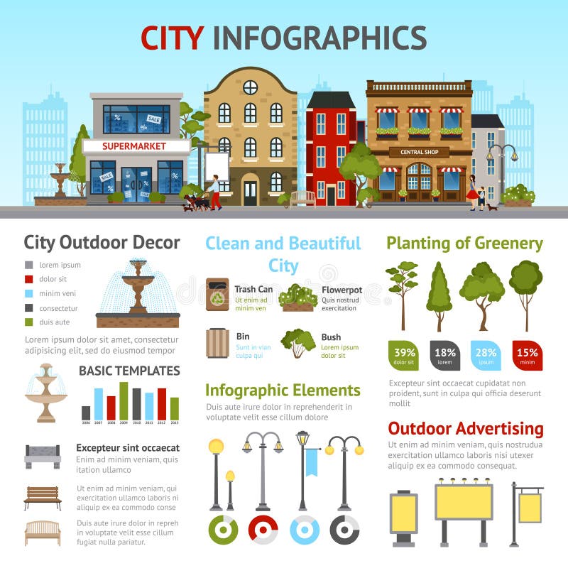City Infographics Set stock vector. Illustration of communication ...