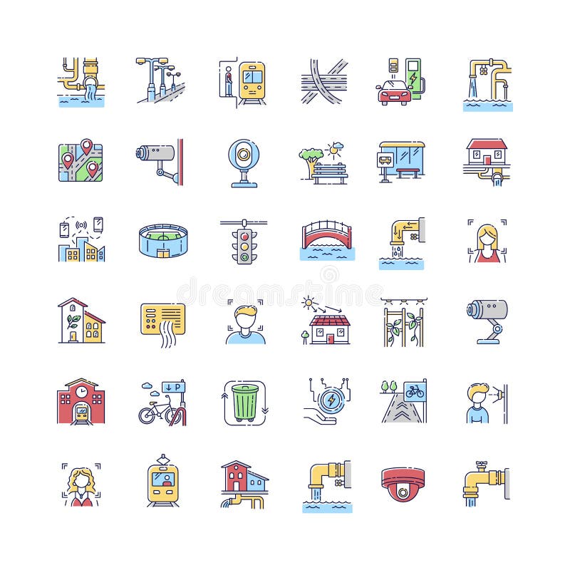 City Infrastructure RGB Color Icons Set Stock Vector - Illustration of ... City Infrastructure RGB Color Icons Set Stock Vector - Illustration of ...