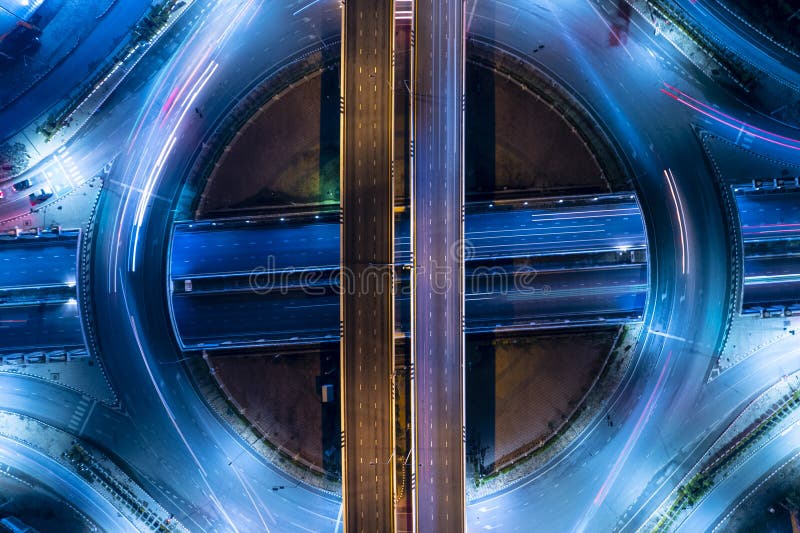City Interchange Closeup at Night, Smart Modern City Night Background ...