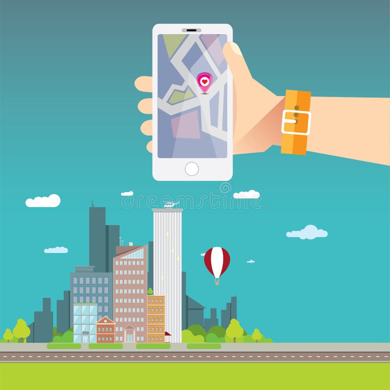 City Internet Navigation Concept Web Banner. Stock Vector ...