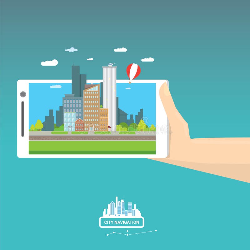 City Internet Navigation Concept Web Banner. Stock Vector ...