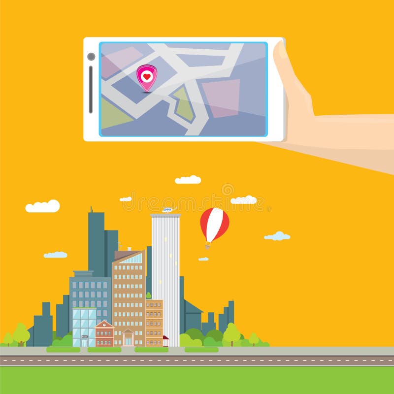 City Internet Navigation Concept Web Banner. Stock Vector ...