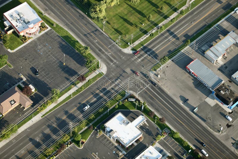 An Aerial View of a Modern City Intersection. Stock Image - Image of ...